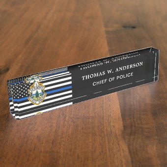 Police Department Custom Logo Law Enforcement Desk Name Plate | Zazzle