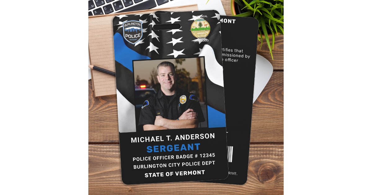 Police Department Custom Logo Photo Officer ID Badge | Zazzle
