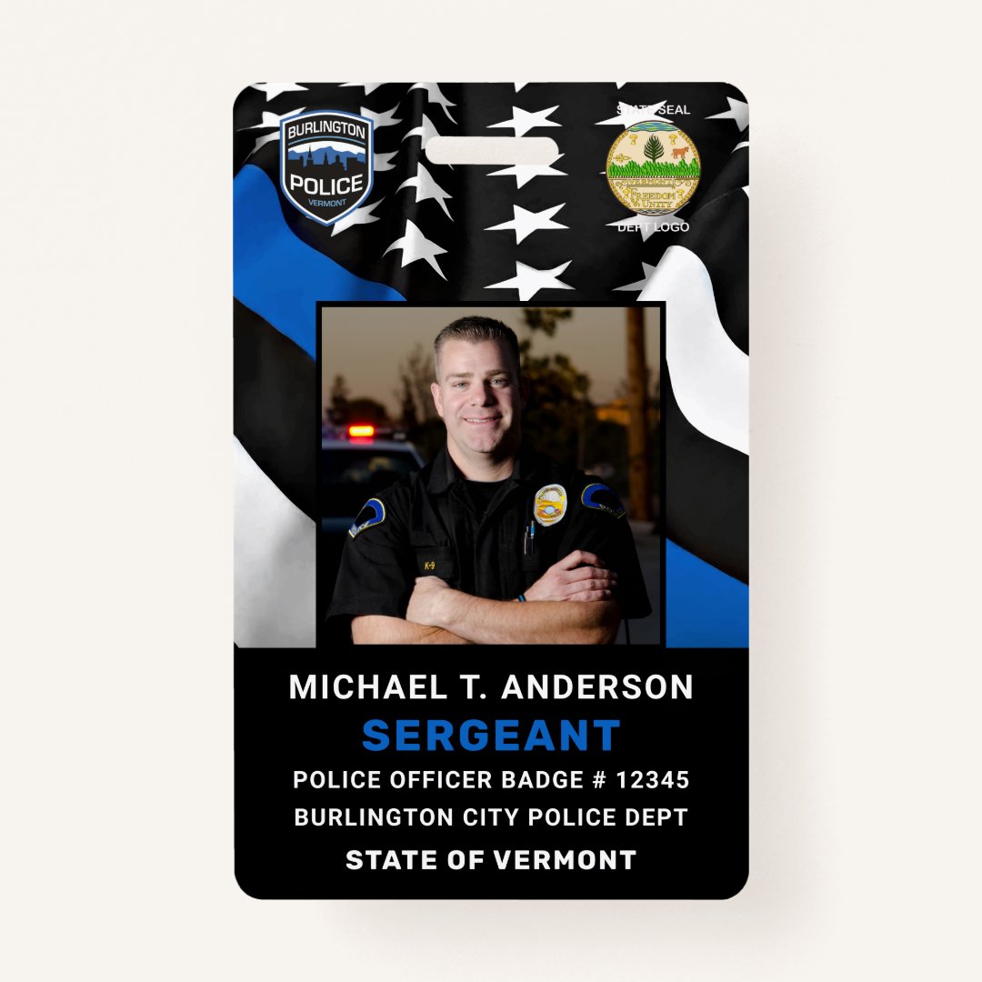 Police Department Custom Logo Photo Officer ID Badge | Zazzle