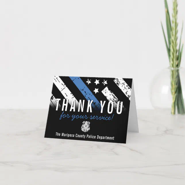 Police Department Officer First Responder Thank You Card | Zazzle