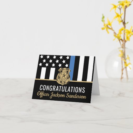 Police Department Officer Retirement Blue Line Card | Zazzle