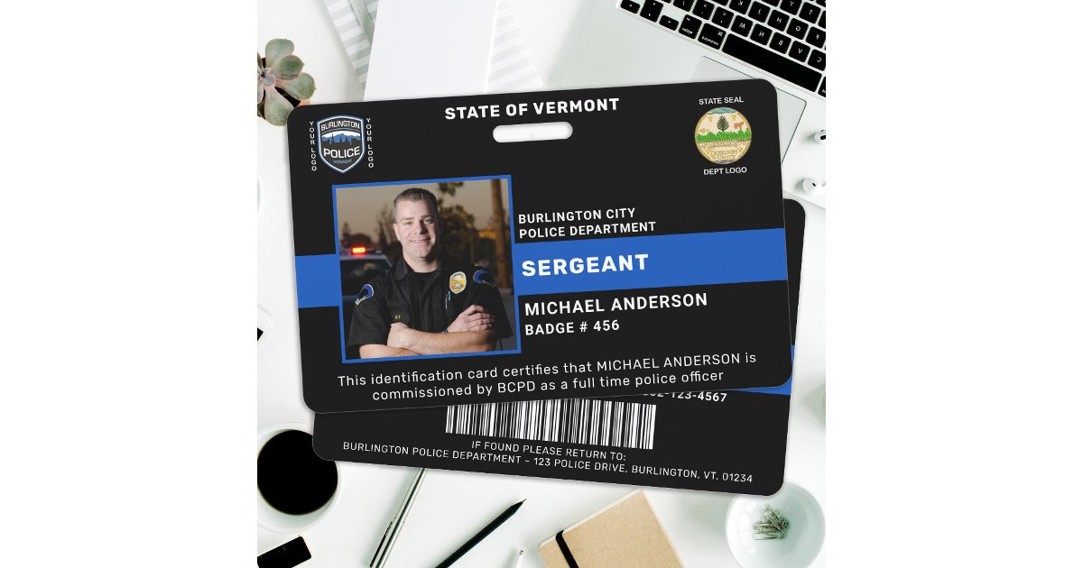 Police Department Personalized Photo Officer ID Badge | Zazzle