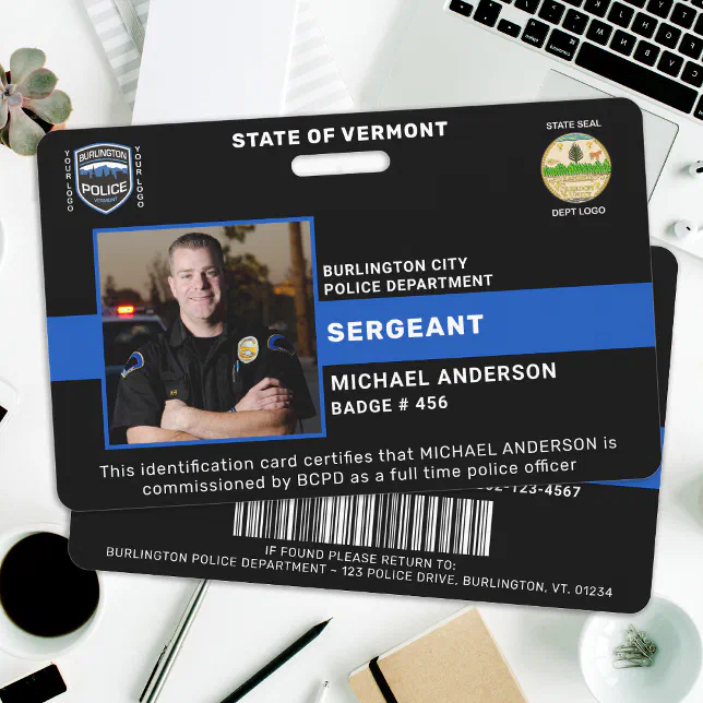 Police Department Personalized Photo Officer ID Badge | Zazzle