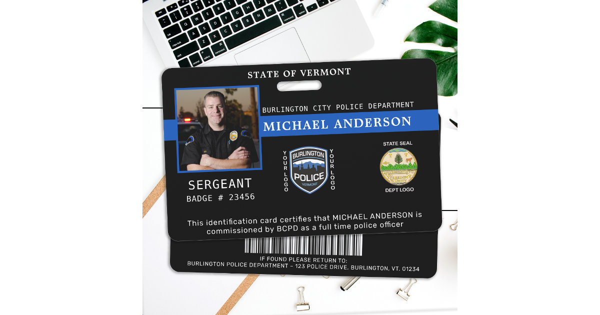 Police Department Photo Professional Officer ID Badge | Zazzle