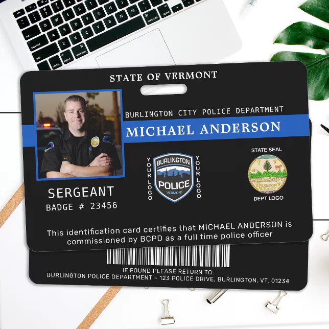 Police Department Photo Professional Officer ID Badge | Zazzle