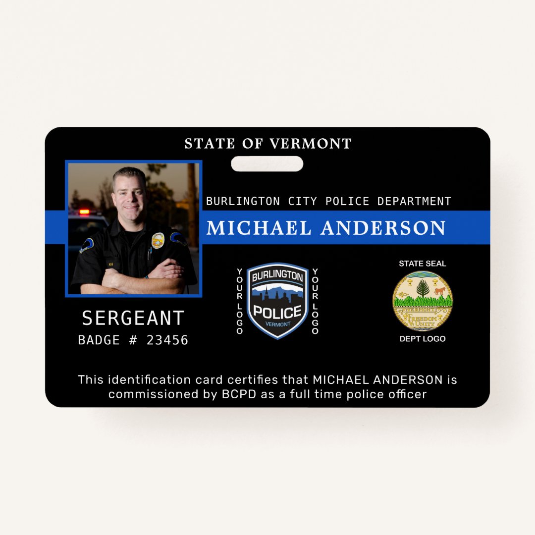 Police Department Photo Professional Officer ID Badge | Zazzle