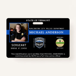 Police Department Photo Professional Officer ID Badge | Zazzle
