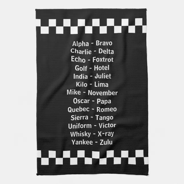 Police Dispatch Emergency Phonetic Alphabet Kitchen Towel | Zazzle