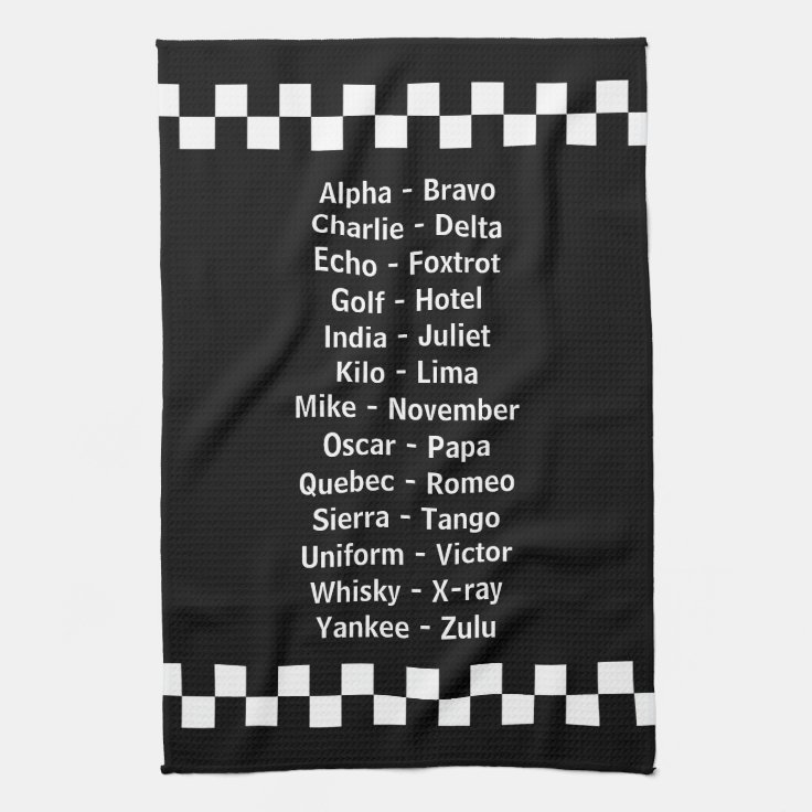 Police Dispatch Emergency Phonetic Alphabet Kitchen Towel | Zazzle