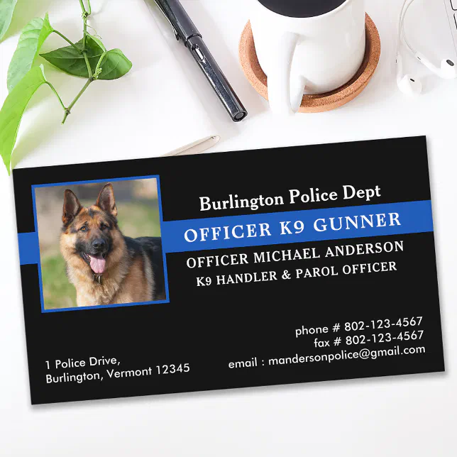 Police Dog K9 Unit Law Enforcement Thin Blue Line Business Card | Zazzle