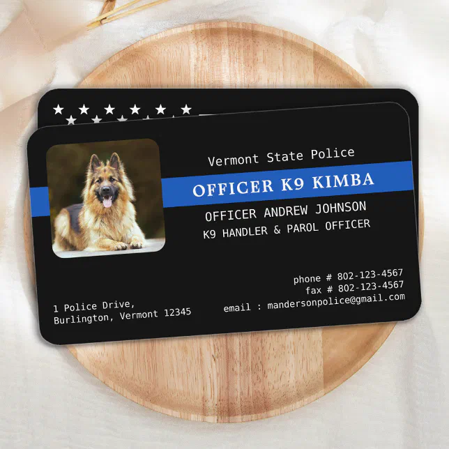 Police Dog K9 Unit Premium Thin Blue Line Business Card | Zazzle