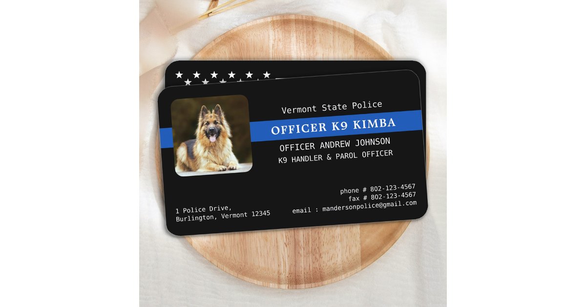 Police Dog K9 Unit Premium Thin Blue Line Business Card | Zazzle