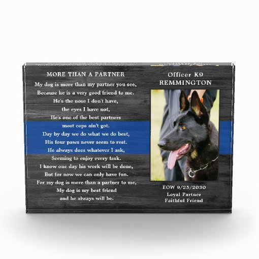 Police Dog Memorial Fallen Officer Police K9 Photo Block | Zazzle