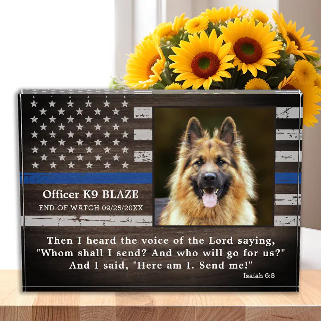Police Dog Memorial Fallen Officer Police K9 Photo Block | Zazzle