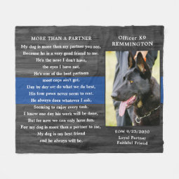 Police Dog Memorial Fallen Officer Police K9 Photo Fleece Blanket | Zazzle
