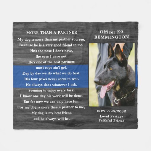 Police Dog Memorial Fallen Officer Police K9 Photo Fleece Blanket | Zazzle