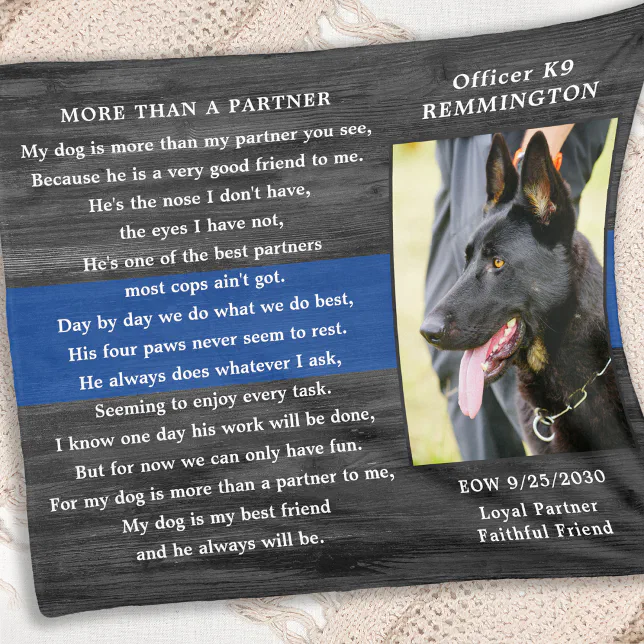 Police Dog Memorial Fallen Officer Police K9 Photo Fleece Blanket | Zazzle