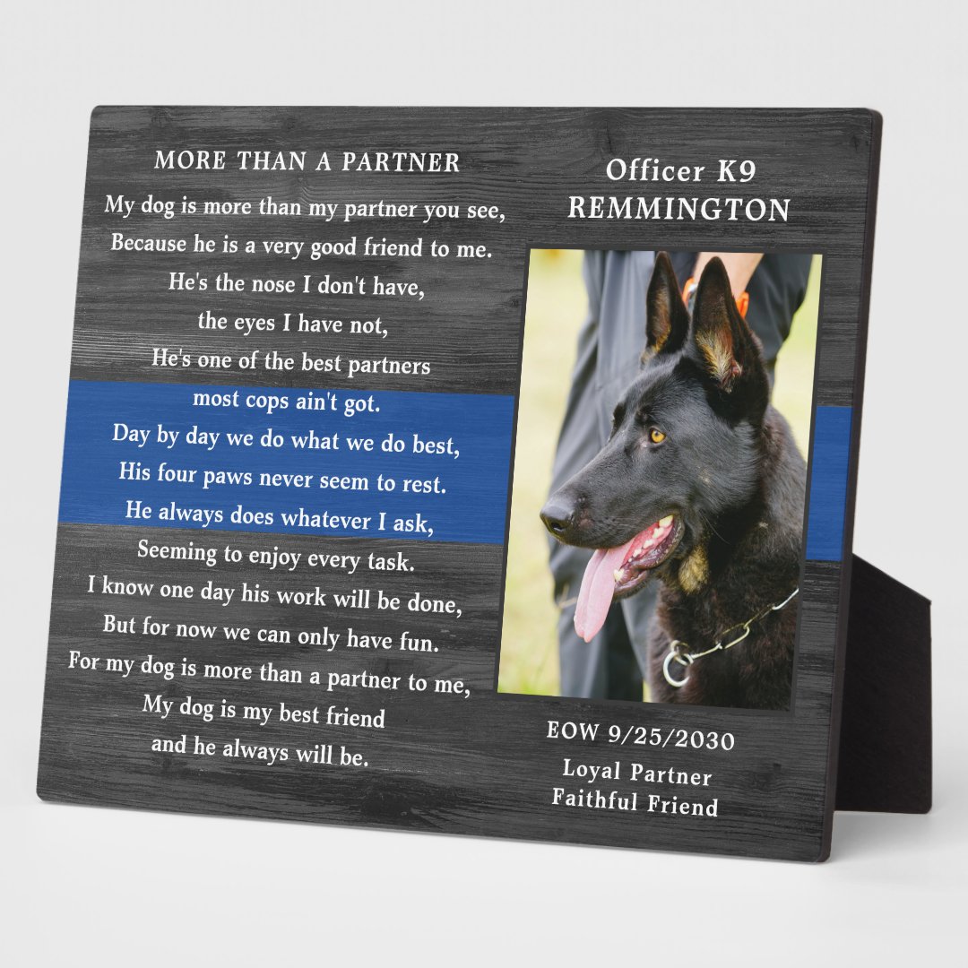 Police Dog Memorial Fallen Officer Police K9 Photo Plaque | Zazzle