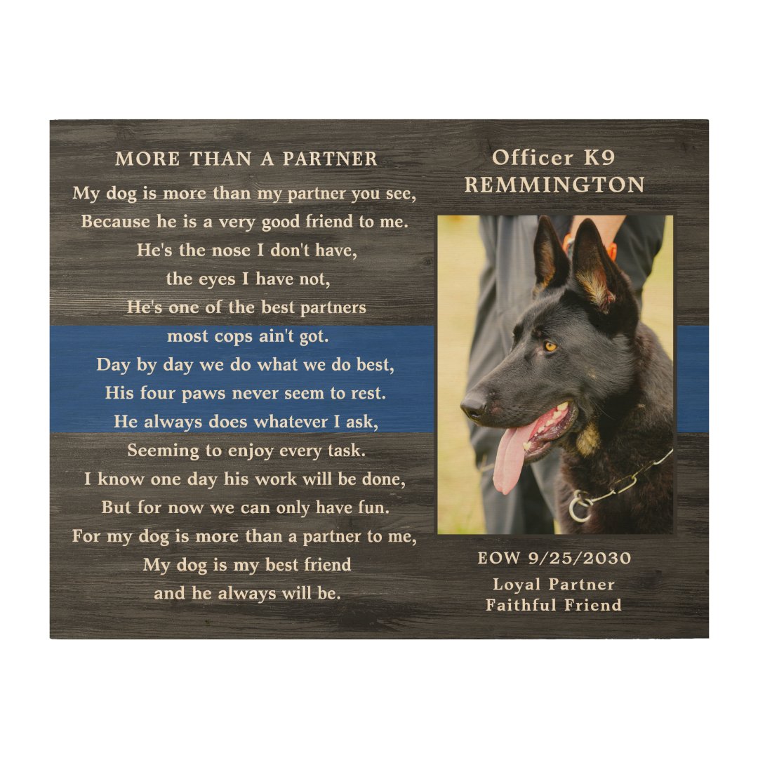 Police Dog Memorial Fallen Officer Police K9 Photo Wood Wall Art | Zazzle