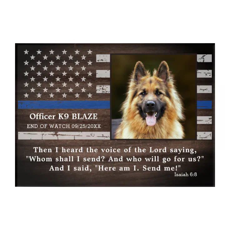 Police Dog Memorial Fallen Officer Police K9 Plaqu Acrylic Print | Zazzle