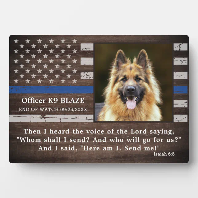 Police Dog Memorial Fallen Officer Police K9 Plaque | Zazzle