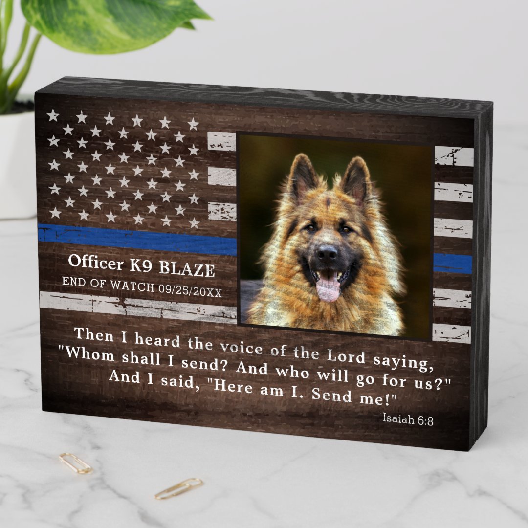 Police Dog Memorial Fallen Officer Police K9 Wooden Box Sign | Zazzle