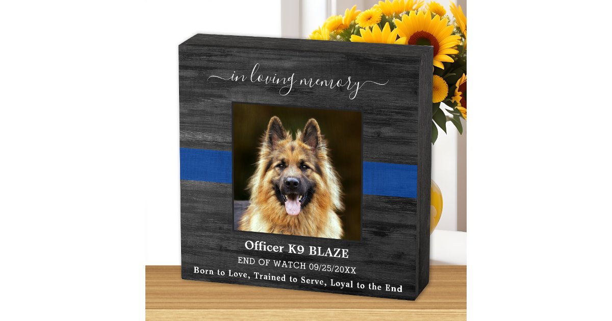 Police Dog Memorial Fallen Officer Police K9 Wooden Box Sign | Zazzle