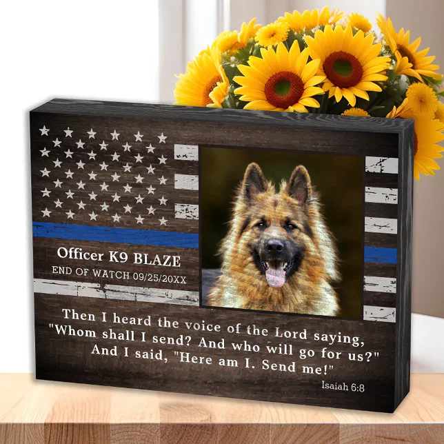 Police Dog Memorial Fallen Officer Police K9 Wooden Box Sign | Zazzle