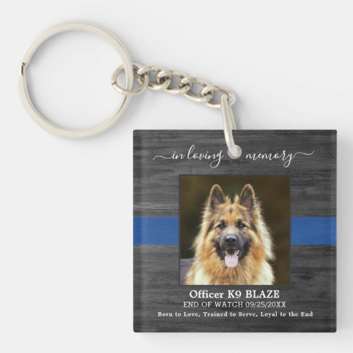 Police Dog Memorial K9 Officer In Loving Memory Keychain | Zazzle