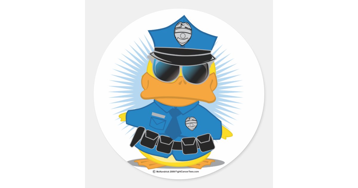 Police Duck Classic Round Sticker | Zazzle