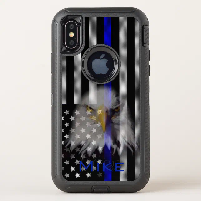 Police Flag | Blue Stripe | Grunge Otterbox iPhone Case | Zazzle