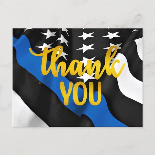 Police Flag Gold Script Law Enforcement Thank You Postcard | Zazzle