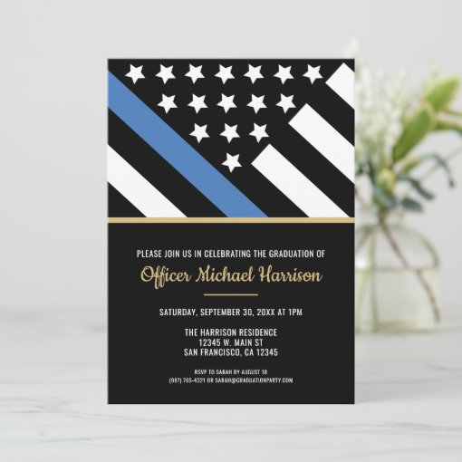 Police Flag Law Enforcement Academy Graduation Invitation | Zazzle