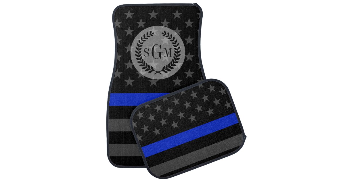Police Flag Monogram Car Mat | Zazzle