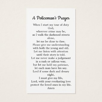 Police Funeral Prayer Card Fallen Officer Memorial | Zazzle