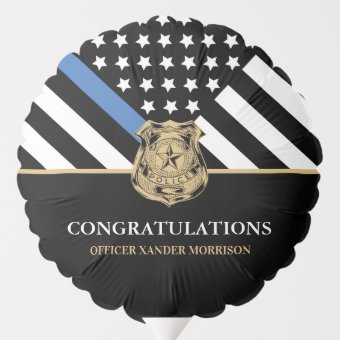 Police Graduation Blue Line Flag Congratulations Balloon | Zazzle