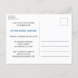 Police Graduation Blue Line Flag Law Enforcement Invitation Postcard ...