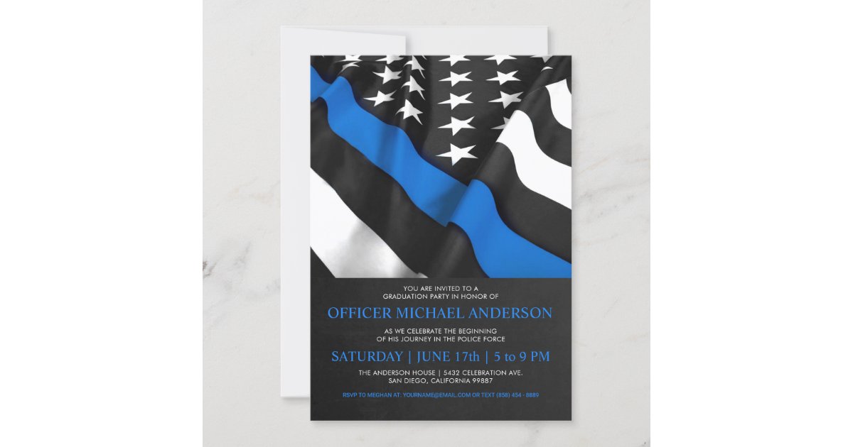 Police Graduation Invitations | USA Flag | Zazzle