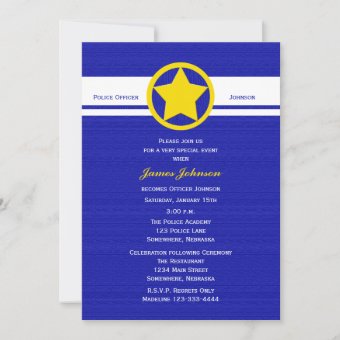 Police Graduation Invitations Yellow Police Badge | Zazzle