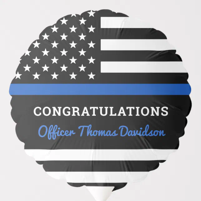 Police Graduation Party Modern Thin Blue Line Flag Balloon | Zazzle