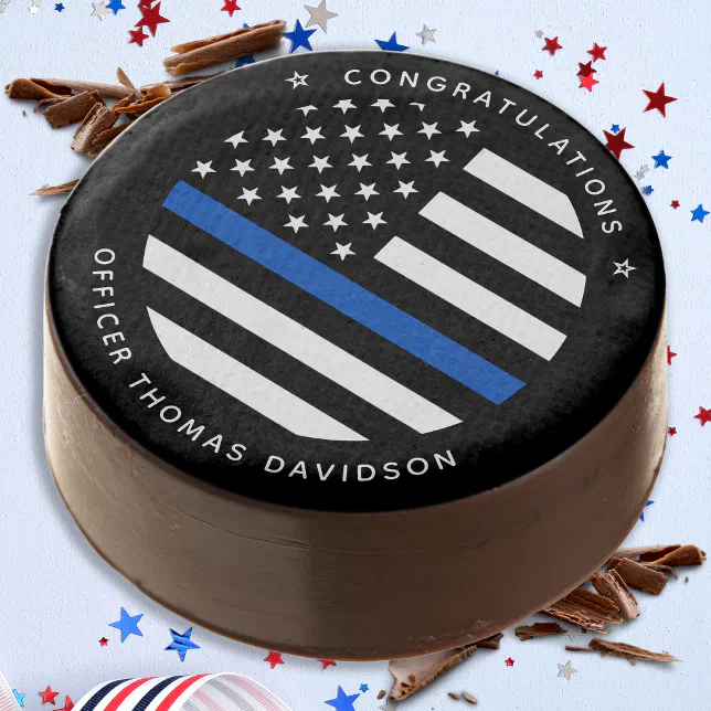 Police Graduation Party Modern Thin Blue Line Flag Chocolate Covered ...