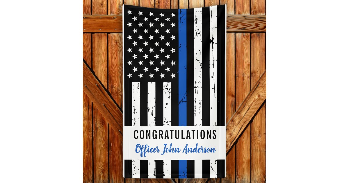 Police Graduation Party Thin Blue Line Banner | Zazzle