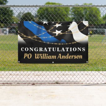 Police Graduation Personalize Thin Blue Line Party Banner | Zazzle
