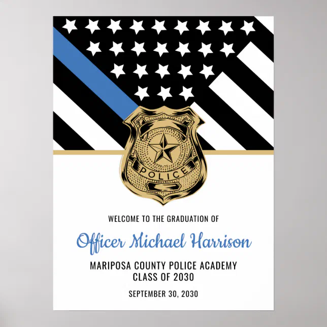 Police Graduation Thin Blue Line Law Enforcement Poster | Zazzle