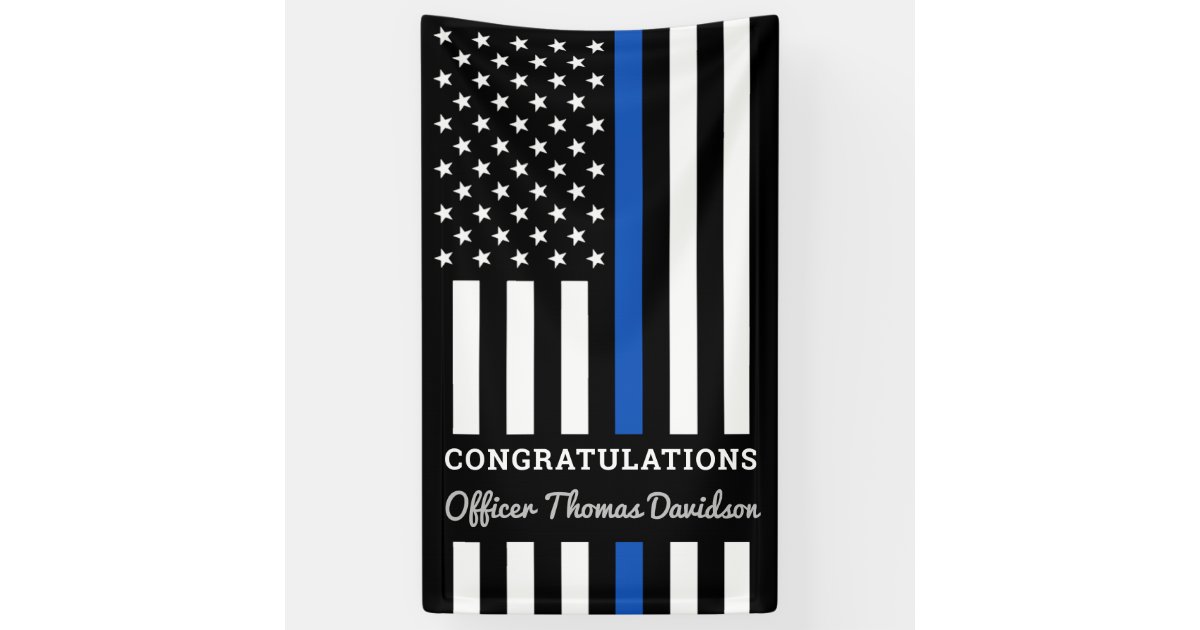 Police Graduation Thin Blue Line Party Banner | Zazzle