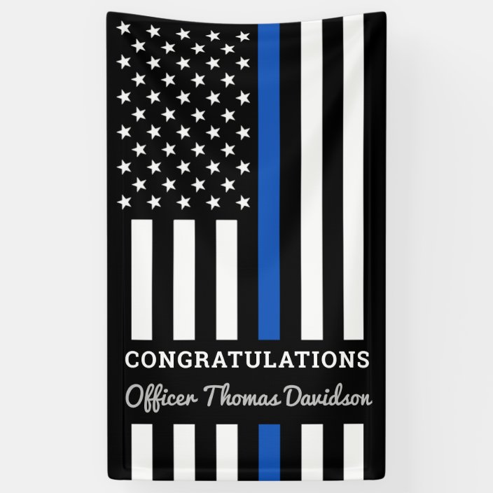 Police Graduation Thin Blue Line Party Banner | Zazzle