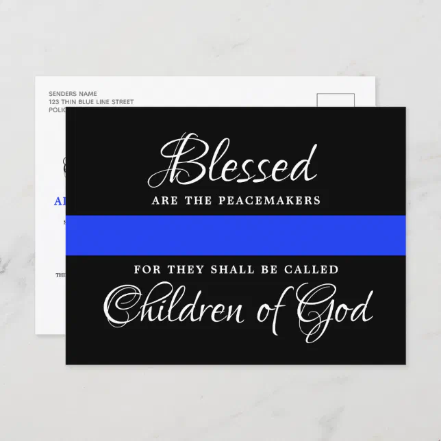 Police Graduation Thin Blue Line Party Invitation Postcard | Zazzle
