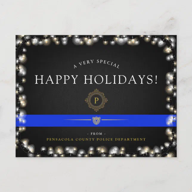 Police Happy Holidays | Christmas Custom Holiday Postcard | Zazzle