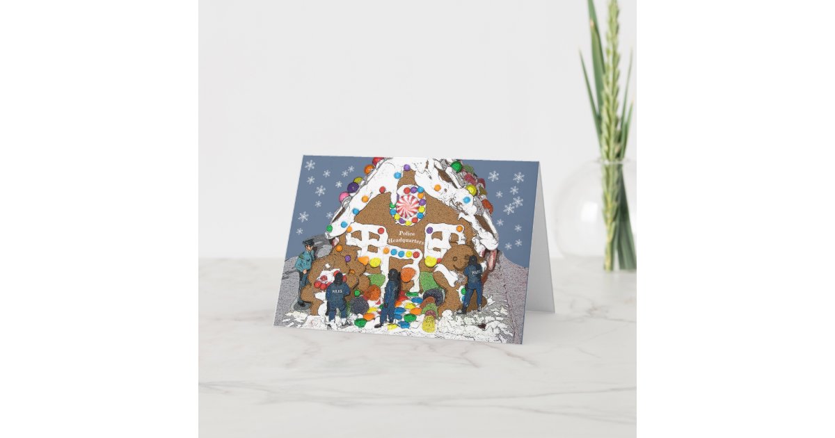 Police Headquarters Gingerbread House Card | Zazzle