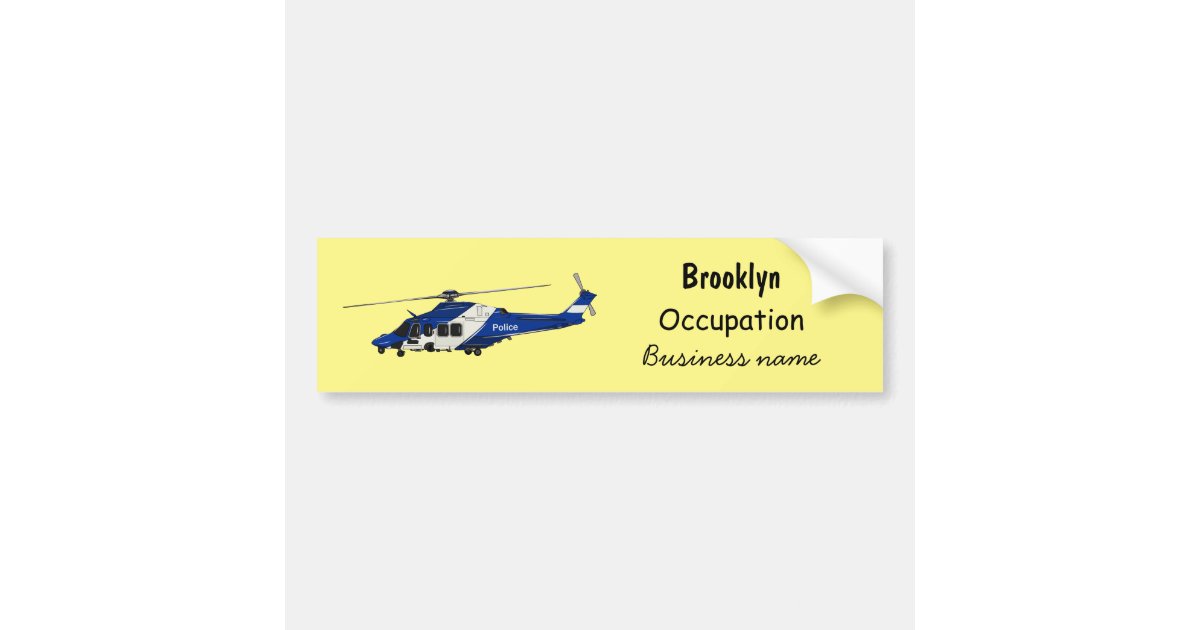 Police helicopter cartoon illustration bumper sticker | Zazzle